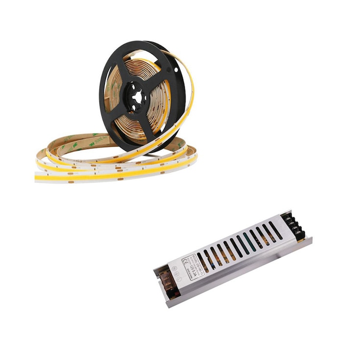 Kit Banda Led Cob 10w 300led M Strong Pcb Cu Sursa Alimentare 100w