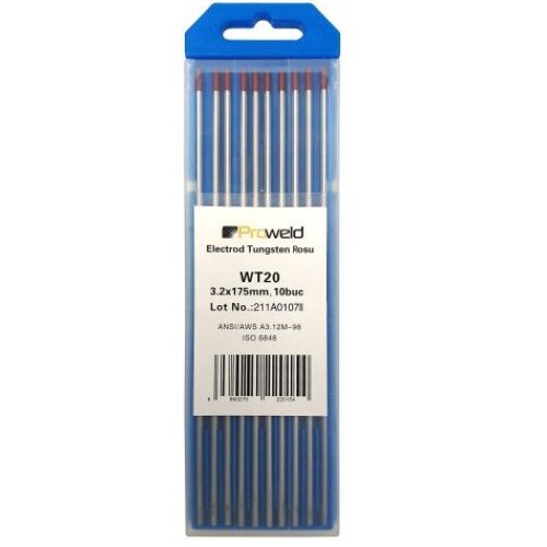 Electrozi tungsten rosu pentru sudura ProWELD WT20, 3.2 x 175 mm, 10 ...