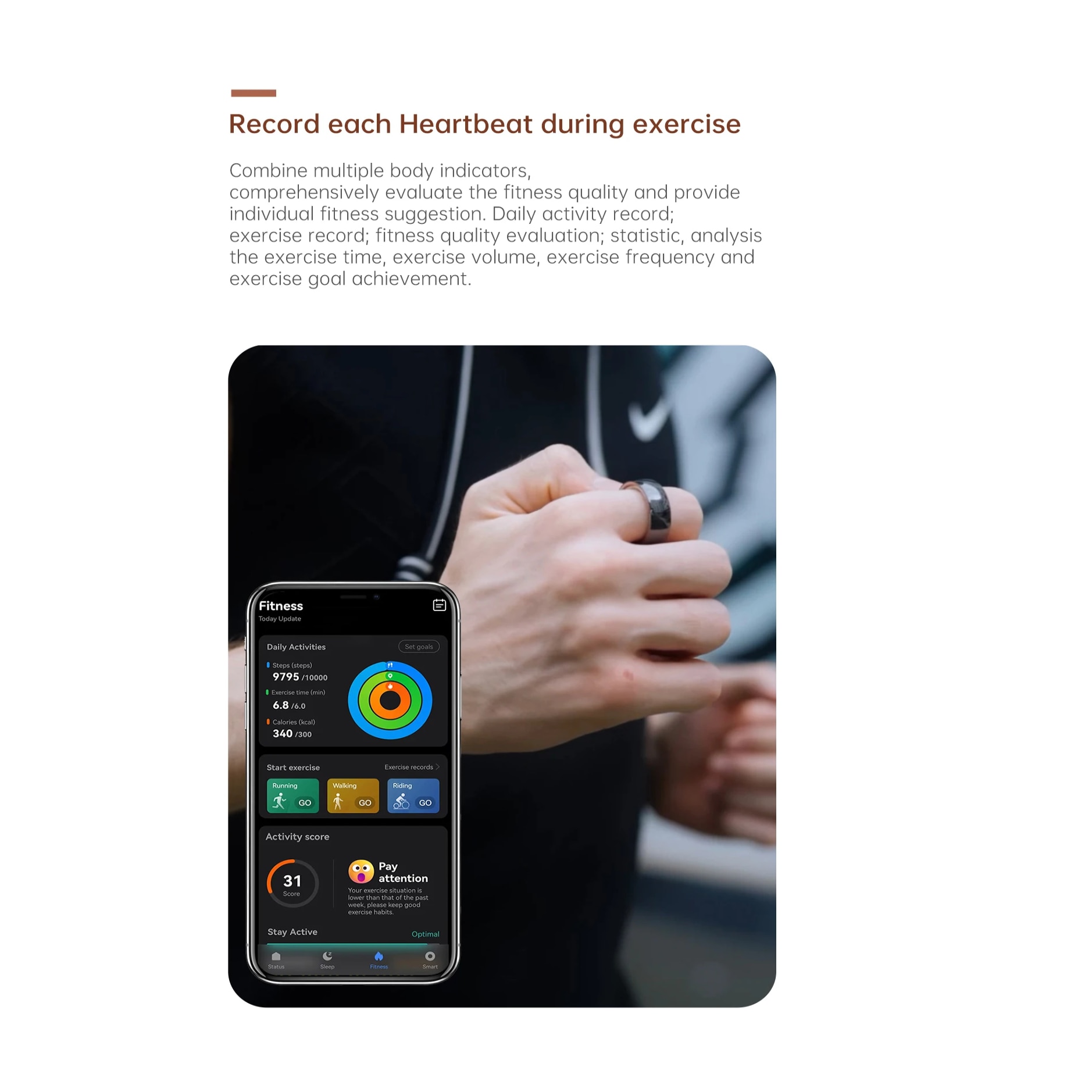 Inel Inteligent Smart Health Ring, Ceramica Inox 63mm, Functii Fitness ...