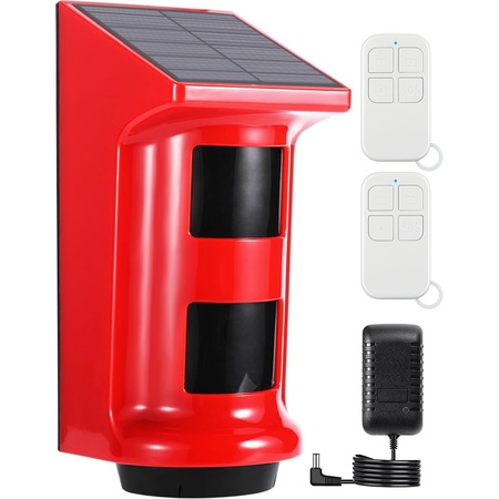 Alarma wireless cu panou solar, senzor de miscare dublu, 2 telecomenzi ...