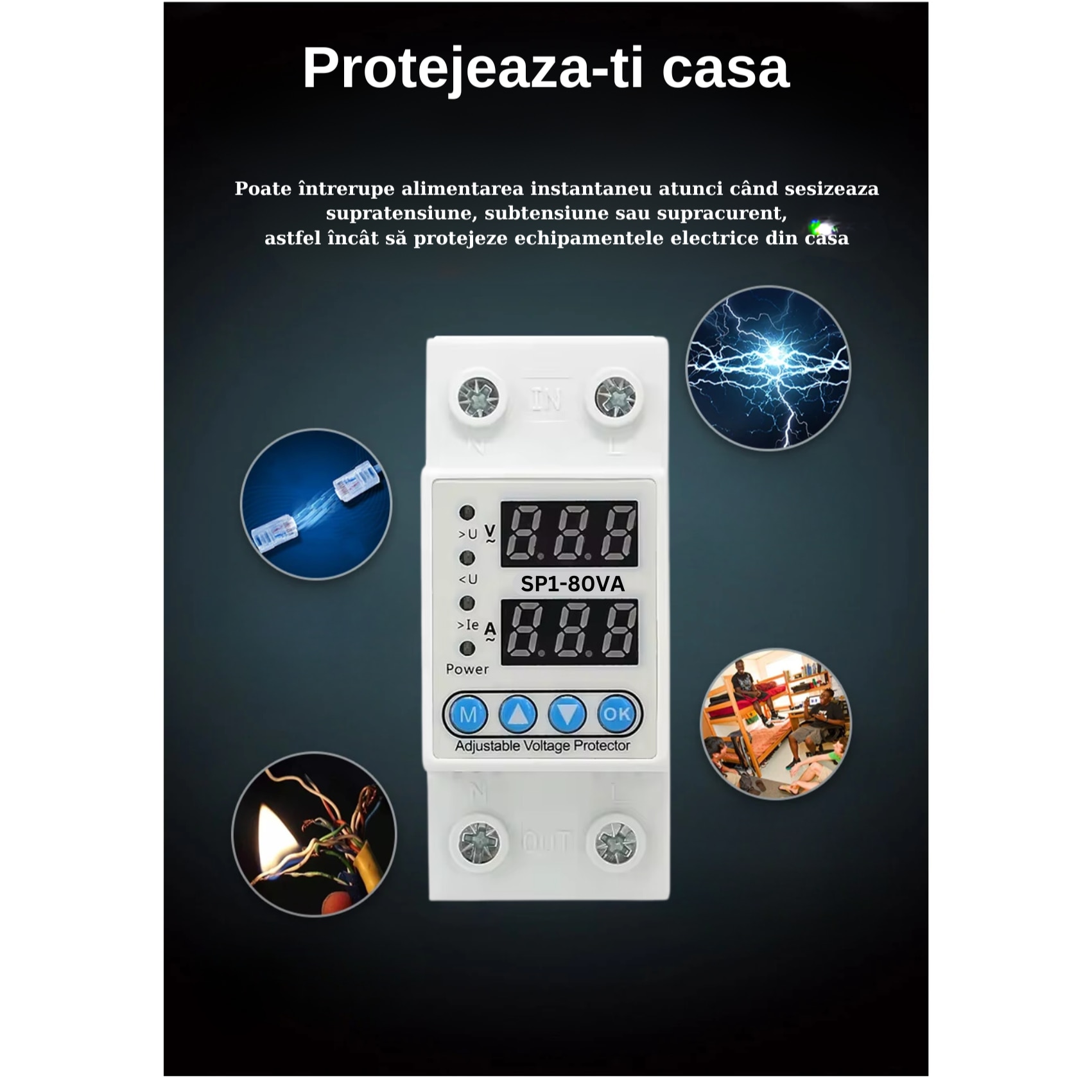 Releu de protectie supratensiune si suprasarcina monofazat 230v reglabil si digital cu ...