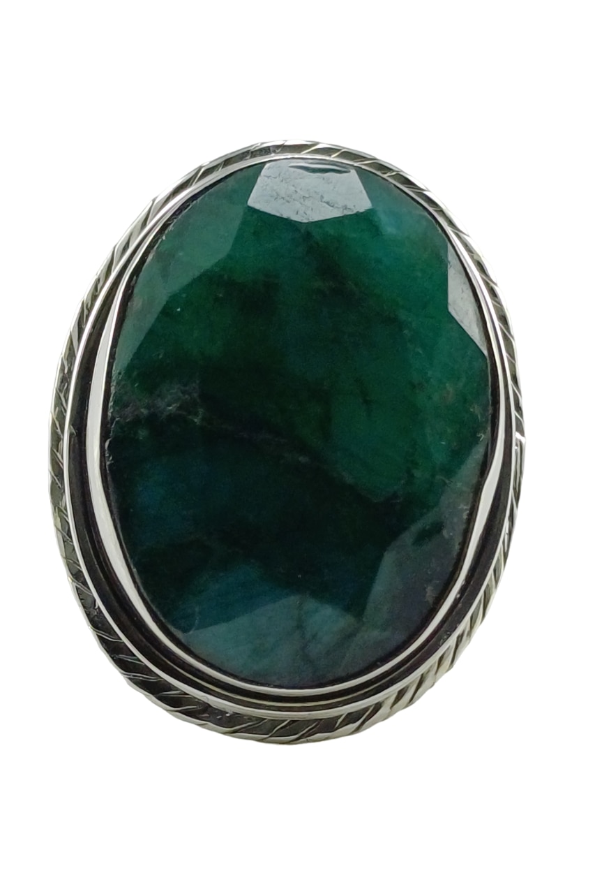 Inel din argint 925, TSR cu piatra naturala smarald oval marime 19 mm model 11MSS - eMAG.ro