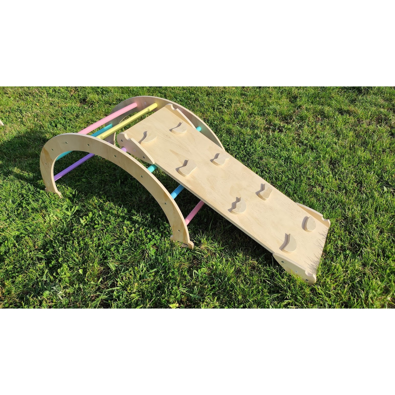 Set mare Montessori de catarat, colorat, cu tobogan, triunghi Pikler ...