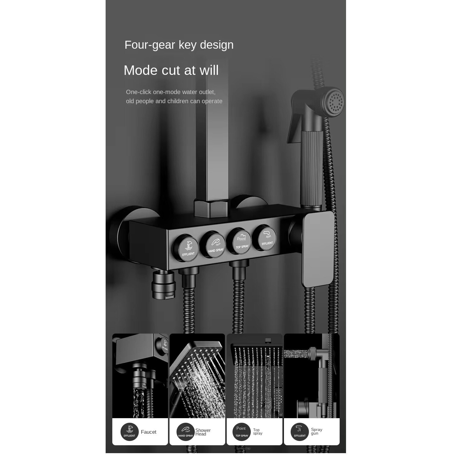 Set de dus INNOVIX, Cap de Dus cu Efect de Ploaie si Dus Manual cu 3 ...