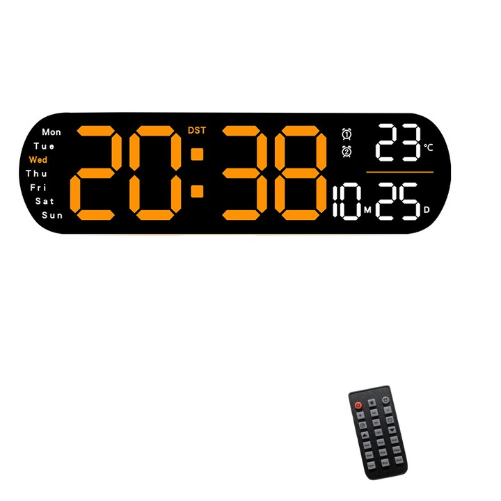Ceas digital de perete VIENOD, LED cu ecran mare cu lumina de noapte, 8 ...