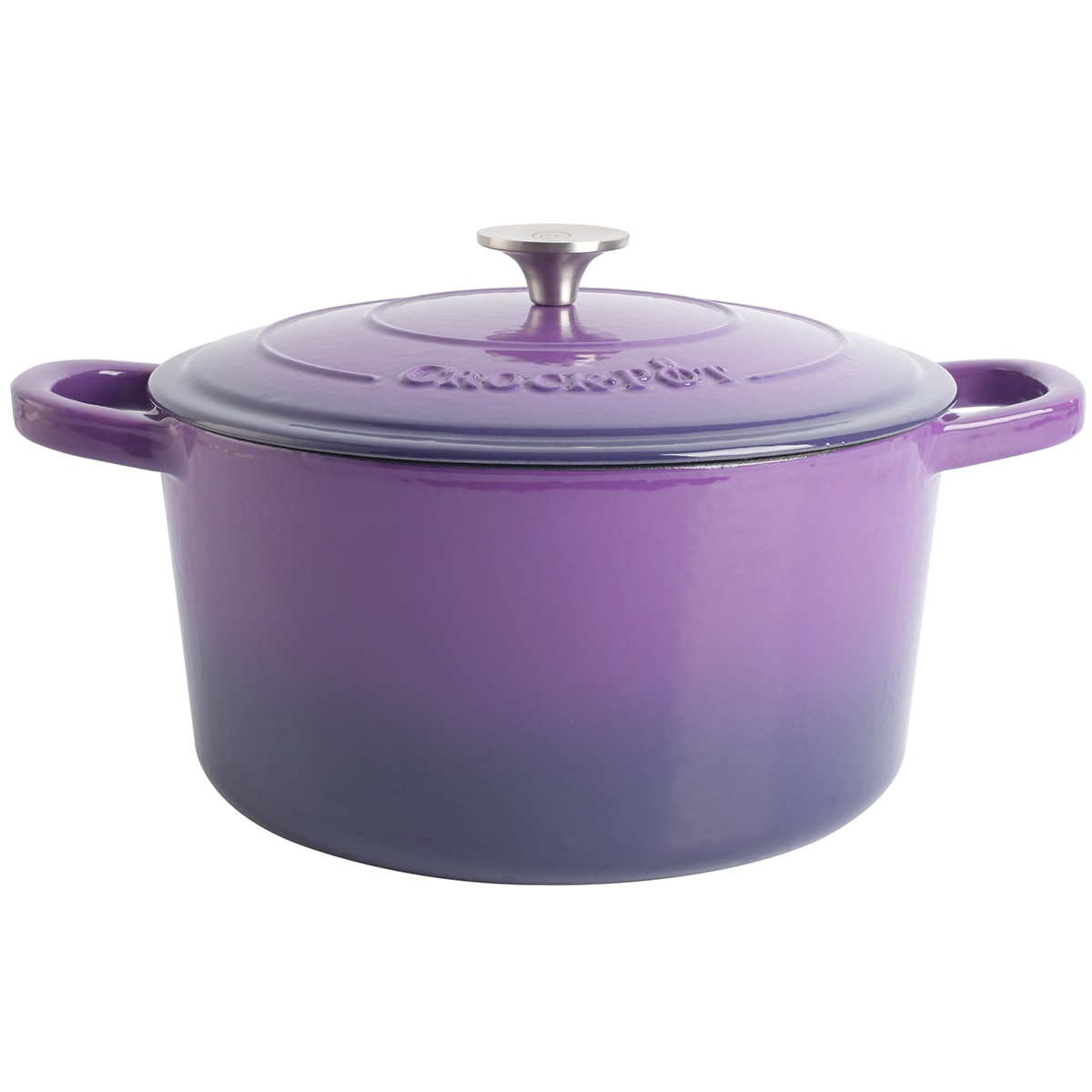 Vas cuptor cu capac, Crock-Pot, fonta emailata, rotund, lavanda, 6.6L ...