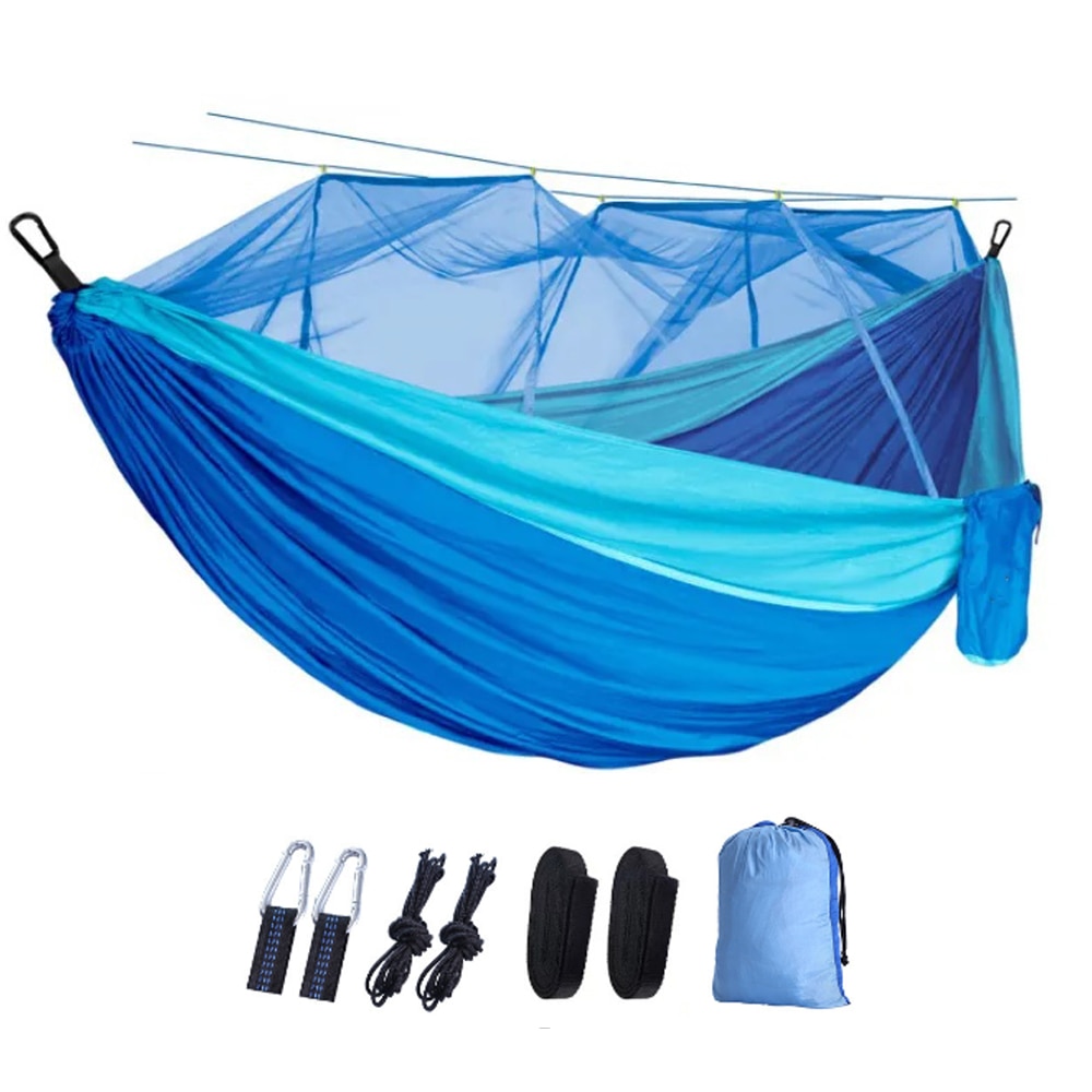 Hamac exterior cu plasa de tantari, din material Nylon 210T, sustine o ...