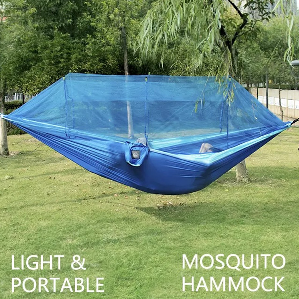 Hamac exterior cu plasa de tantari, din material Nylon 210T, sustine o ...