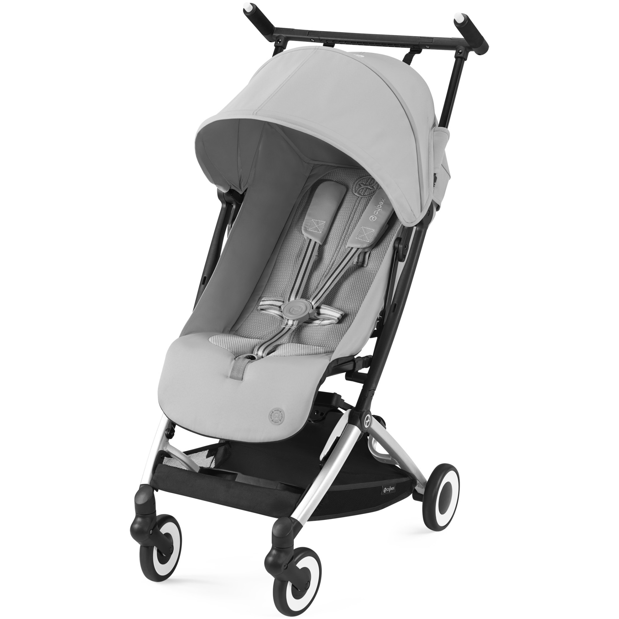 Carucior pentru bebelusi Cybex Gold Libelle Fog Grey, cadru argintiu ...