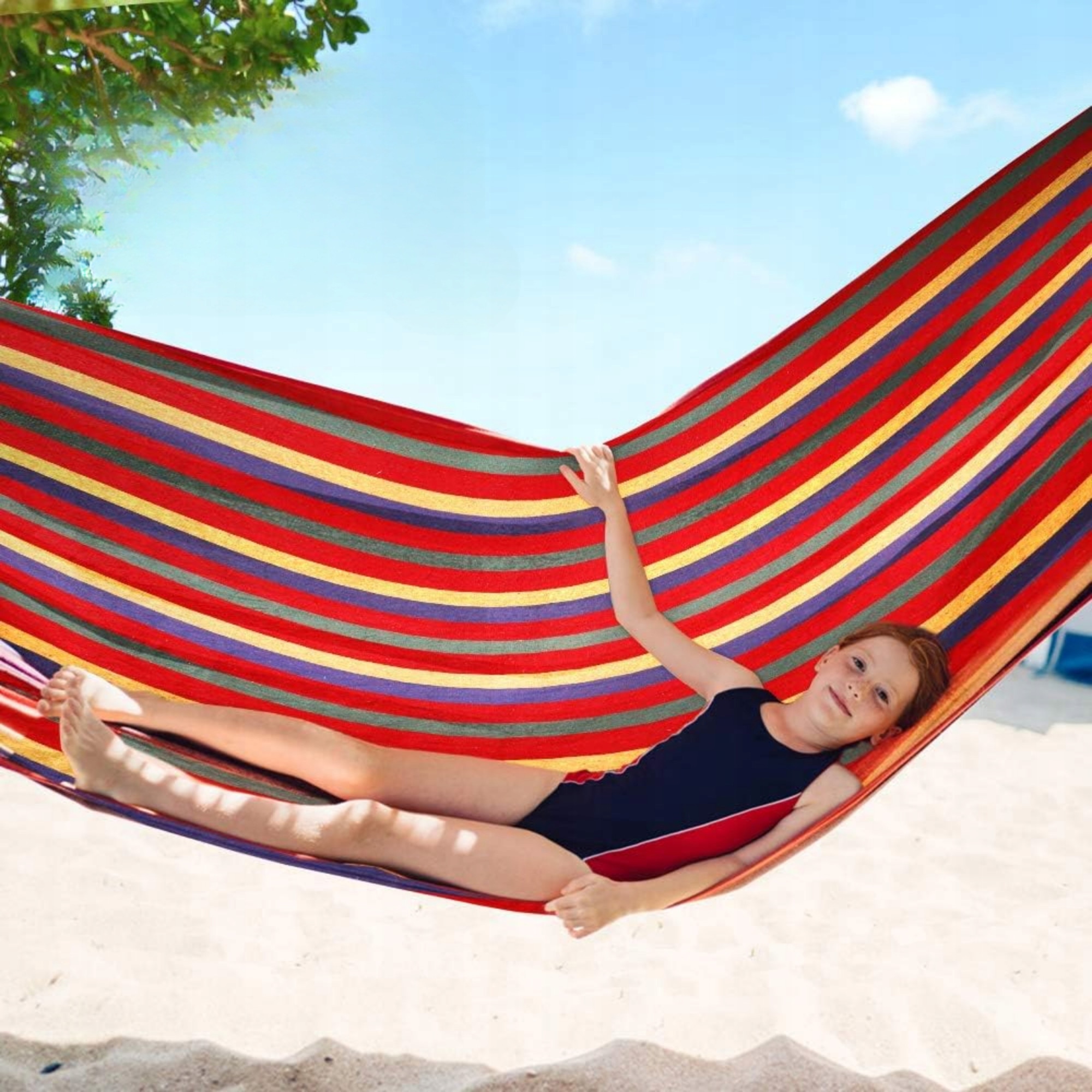 Hamac de gradina dublu brazilian XXL mare Red Garden, set husa, rosu ...