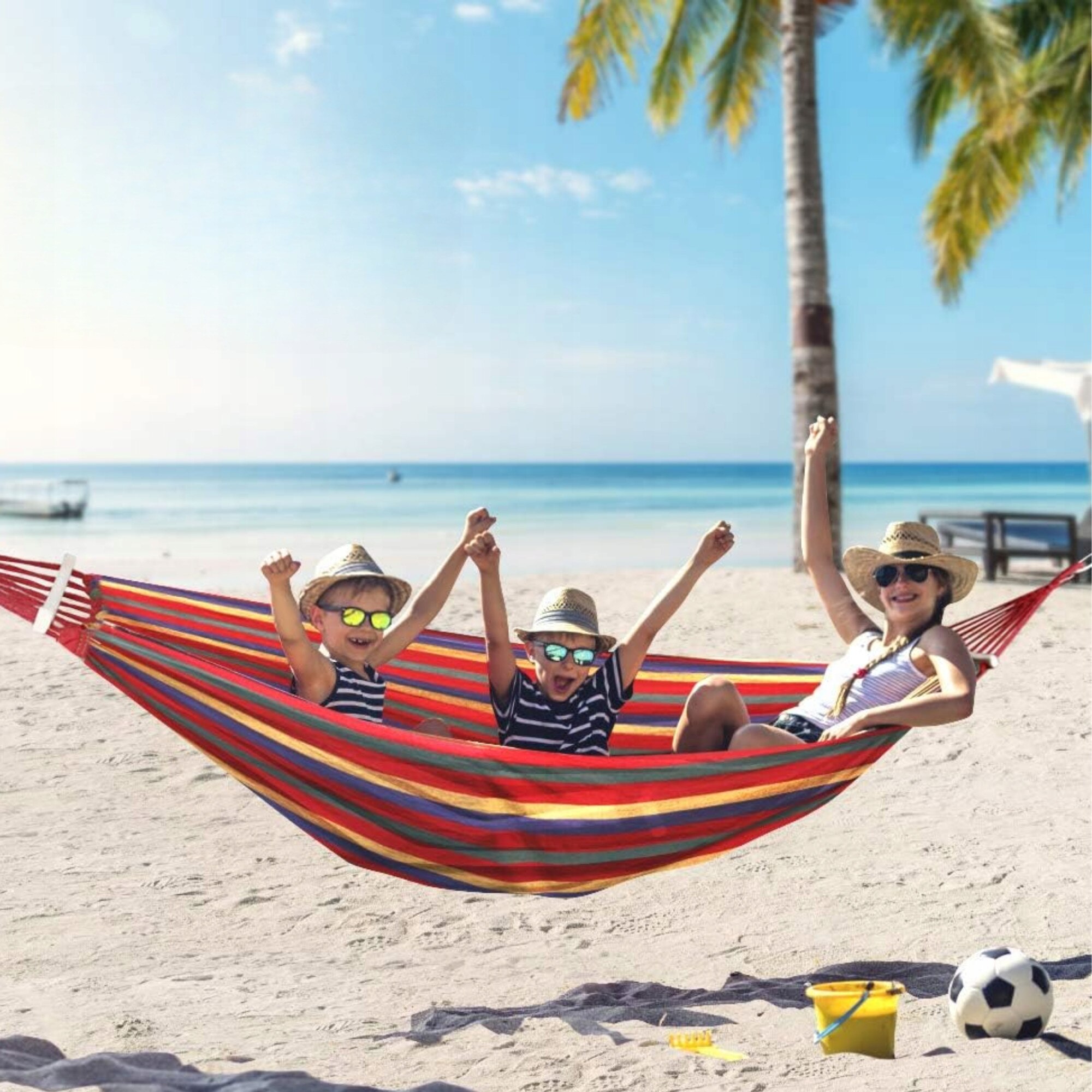 Hamac de gradina dublu brazilian XXL mare Red Garden, set husa, rosu ...