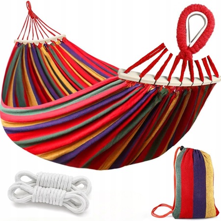 Hamac de gradina dublu brazilian XXL mare Red Garden, set husa, rosu ...