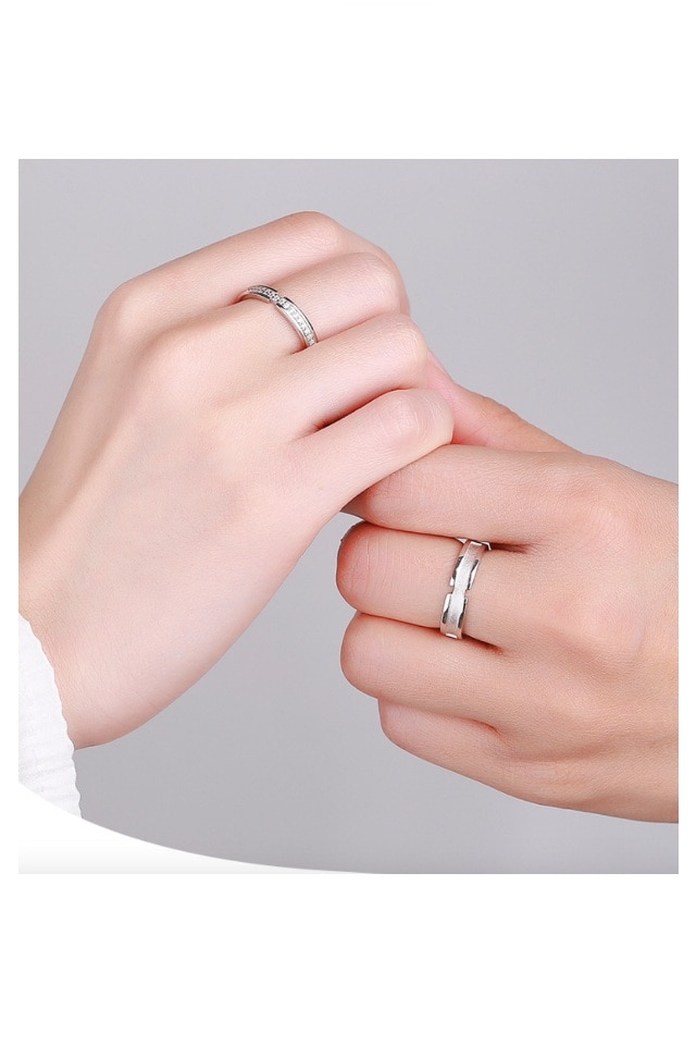 Set Inele din Argint 925 Charming Love format din verigheta barbateasca ...