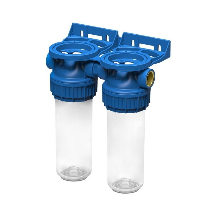 Set 2 carcase transparente, FILTRO Duplex DPP3P, conexiune din alama de ...
