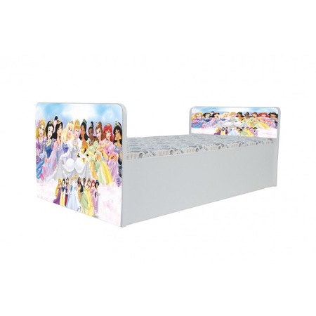 Pat pentru copii Aero Printese Disney, 160x80 cm, alb/multicolor ...