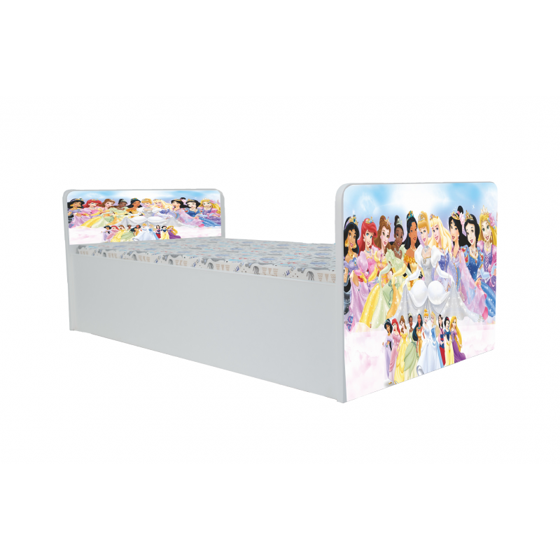 Pat pentru copii Aero Printese Disney, 160x80 cm, alb/multicolor ...