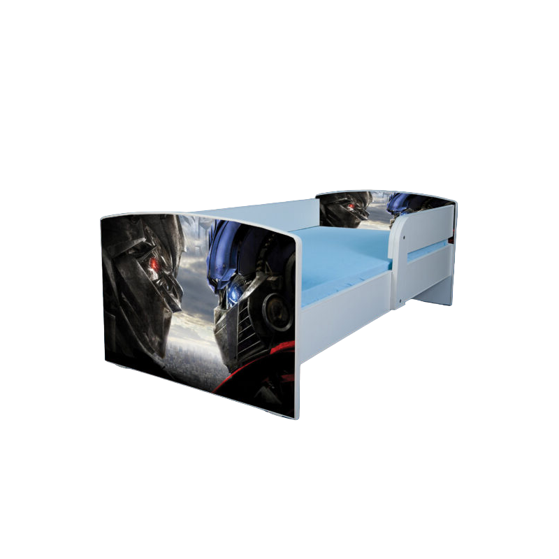 Pat pentru copii Transformers, 130x60 cm, alb/multicolor, saltea ...