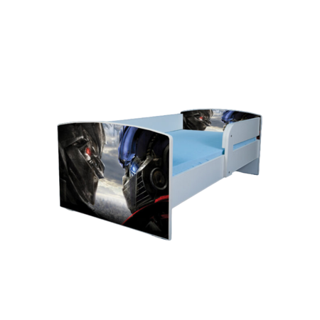 Pat pentru copii Transformers, 130x60 cm, alb/multicolor, saltea ...