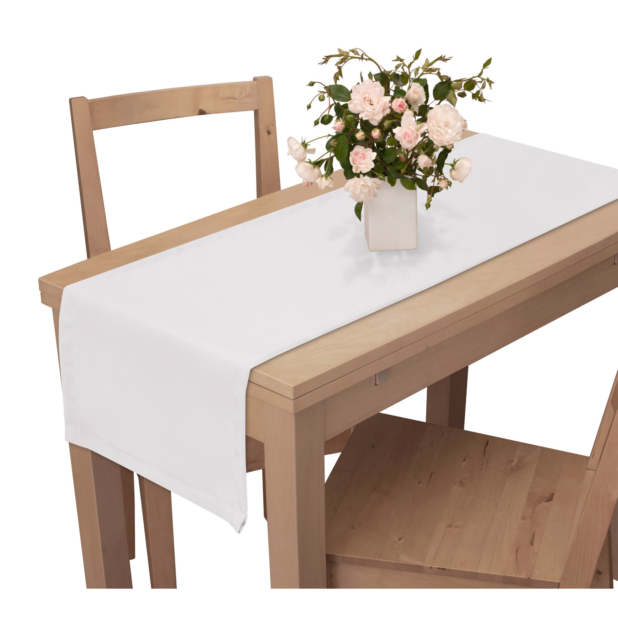 Traversa eleganta de masa, Voppi, Poliester, 180 g/m2, 40 x 130 cm, Alb ...