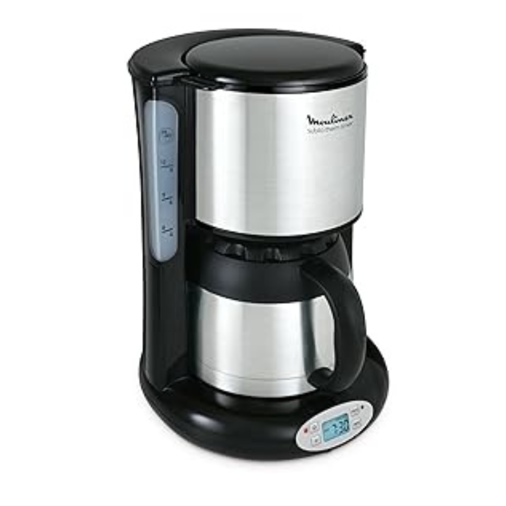 Aparat de cafea cu temporizator digital, Moulinex, cu cana termos, otel ...