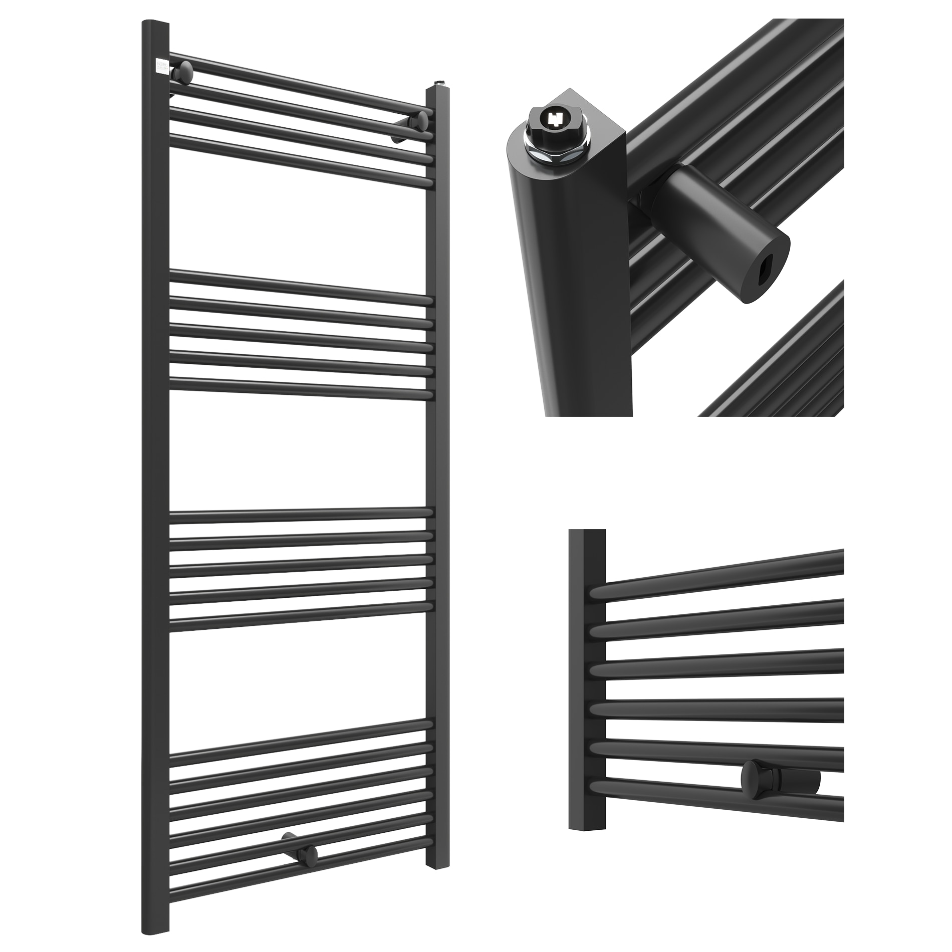 Calorifer baie GRANITAN Puerto, design modern, 60x140cm, negru - eMAG.ro