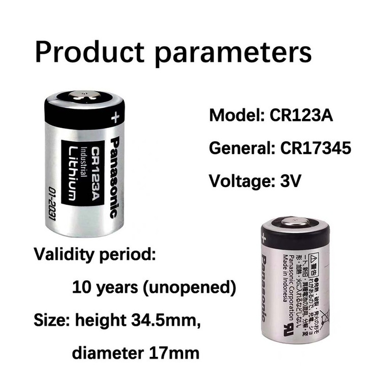 Set 2 baterii CR123A, 3V, 1550mAh, temperaturi -40~70°C, etanseitate ...