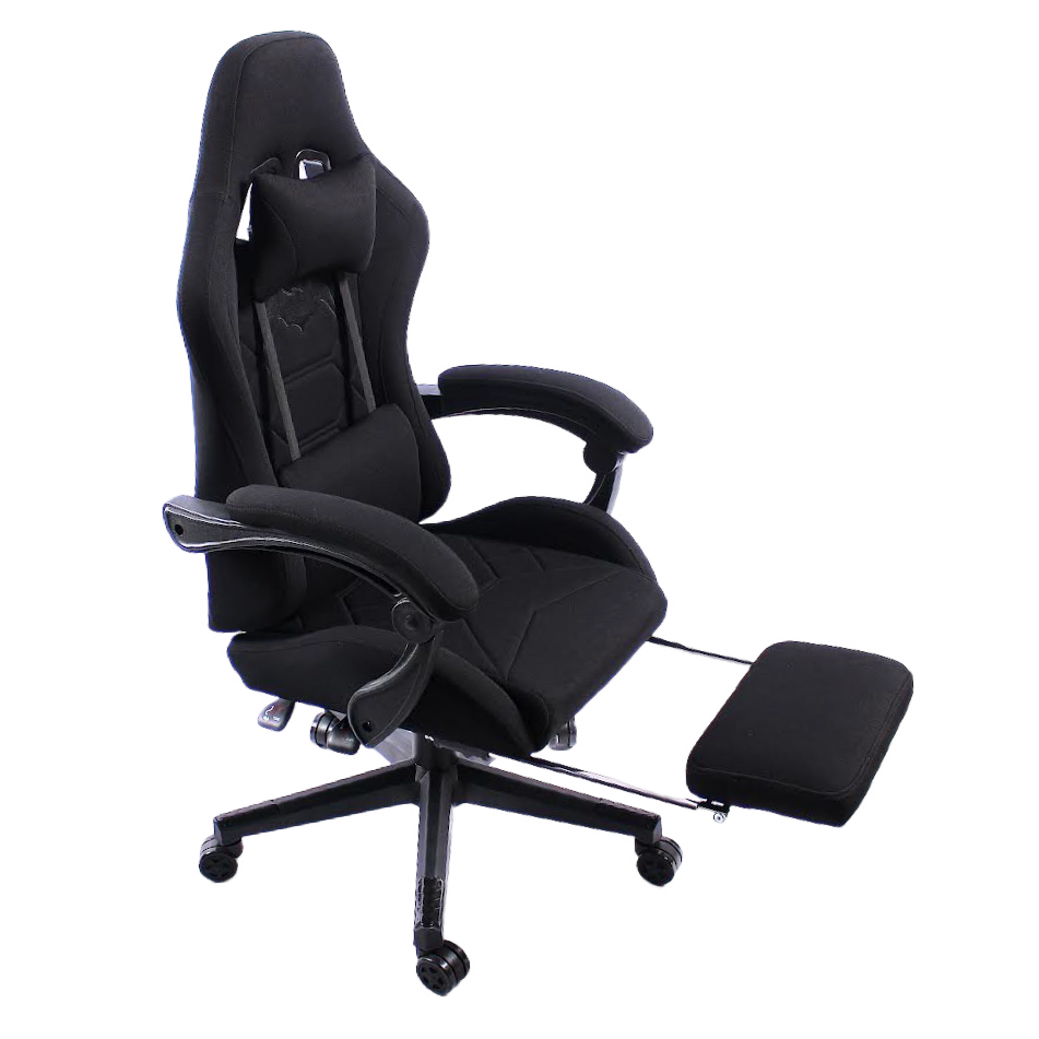 Scaun gaming B216, textil negru functie sezlong cu suport picioare ...