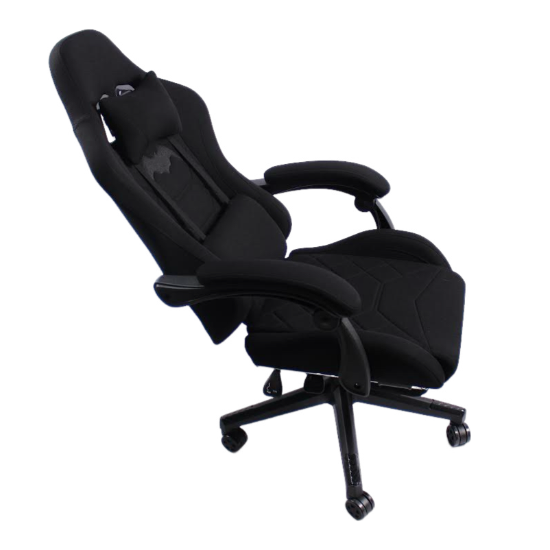 Scaun gaming B216, textil negru functie sezlong cu suport picioare ...