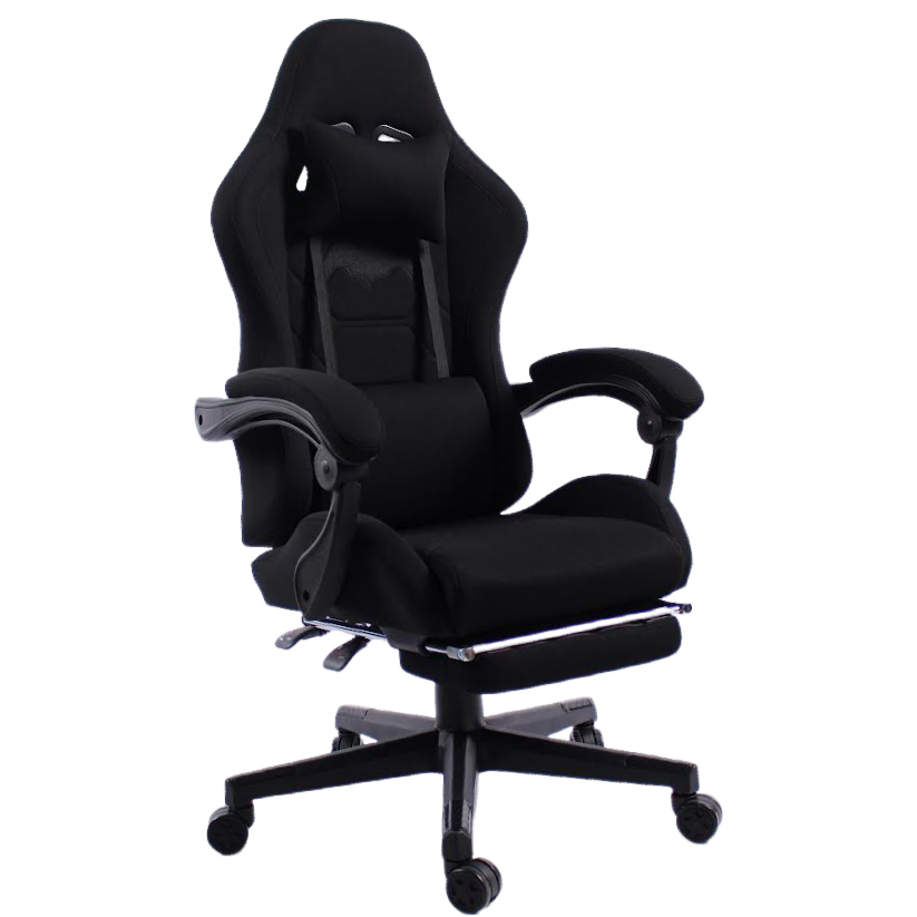 Scaun gaming B216, textil negru functie sezlong cu suport picioare ...