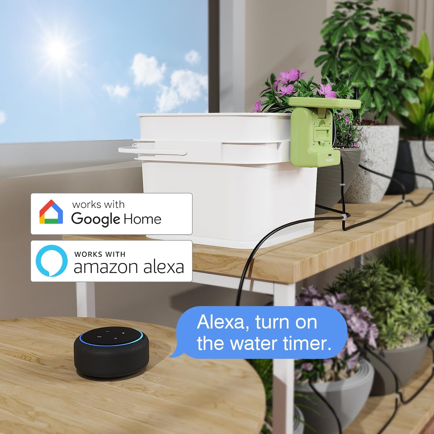Kit sistem irigare prin picurare WiFi Smart, Cu panou solar, Control ...