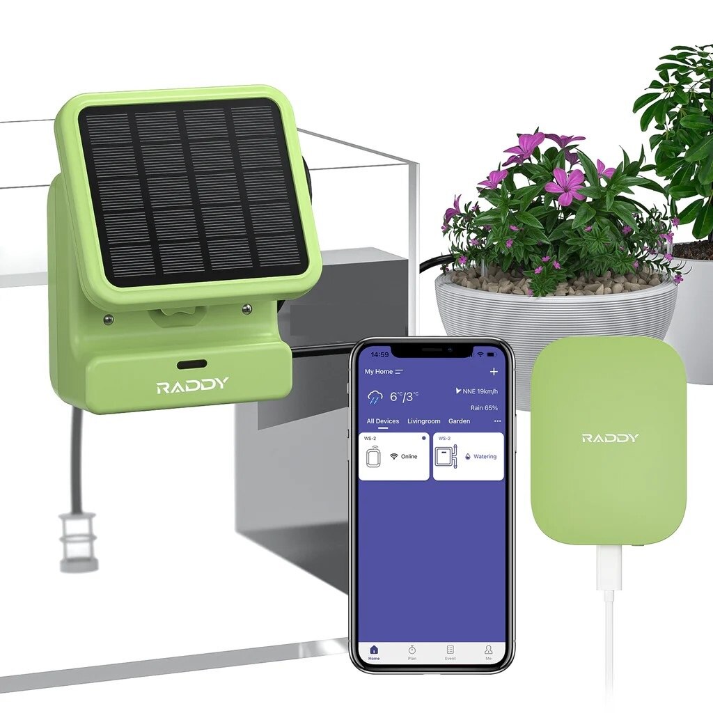 Kit sistem irigare prin picurare WiFi Smart, Cu panou solar, Control ...