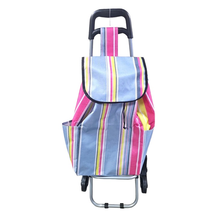 Carut aluminiu piata model dungat, cu 3 roti si sac, faciliteaza ...