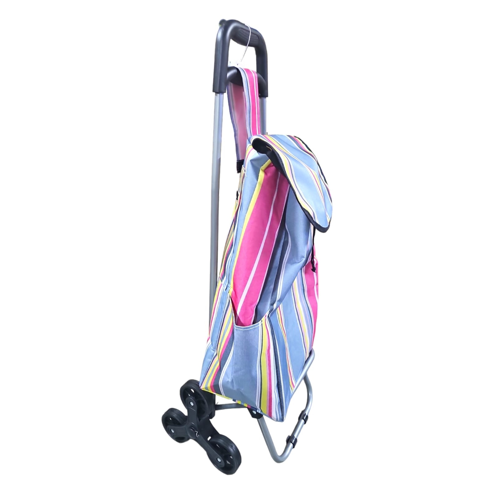 Carut aluminiu piata model dungat, cu 3 roti si sac, faciliteaza ...