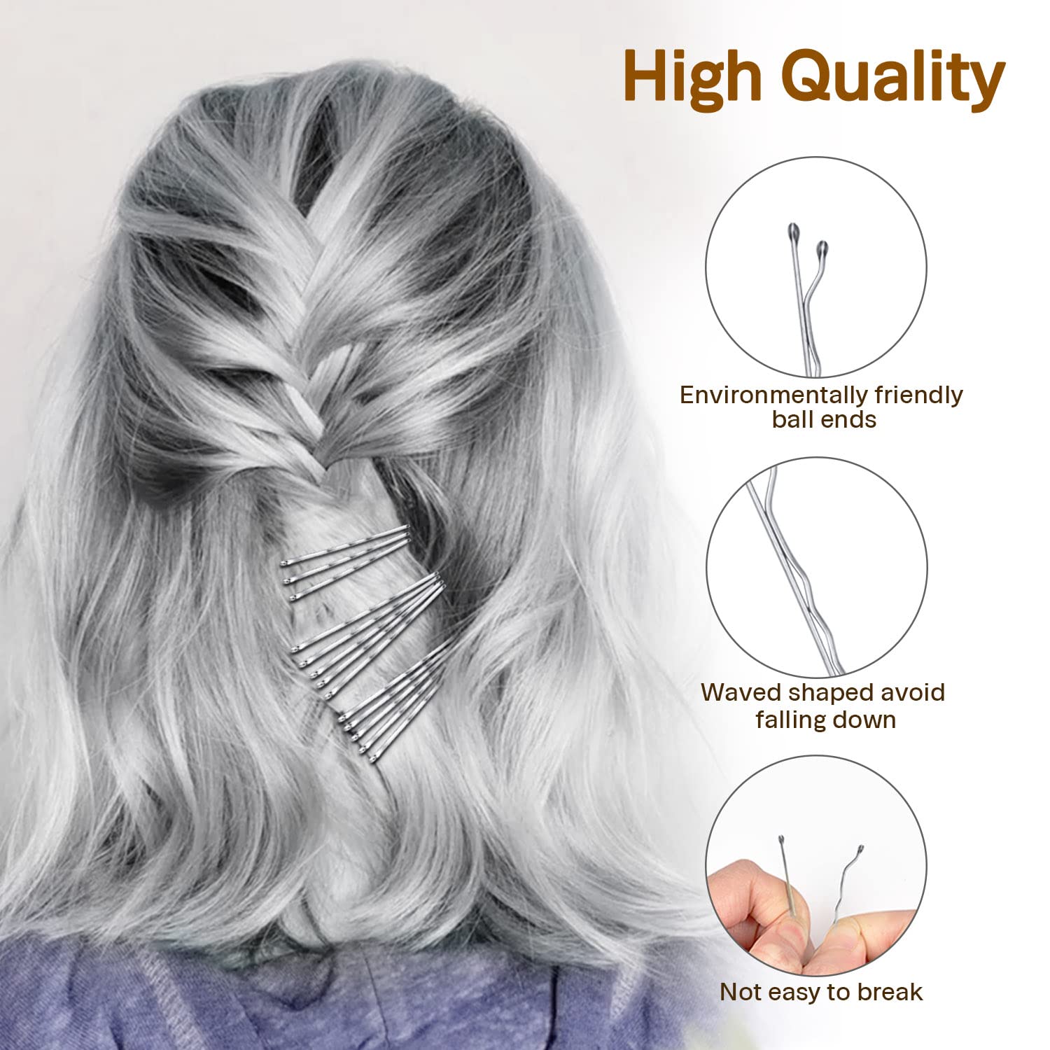 Set 150 Agrafe de Par, Metalice, Rezistente la Rugina, Antialunecare ...