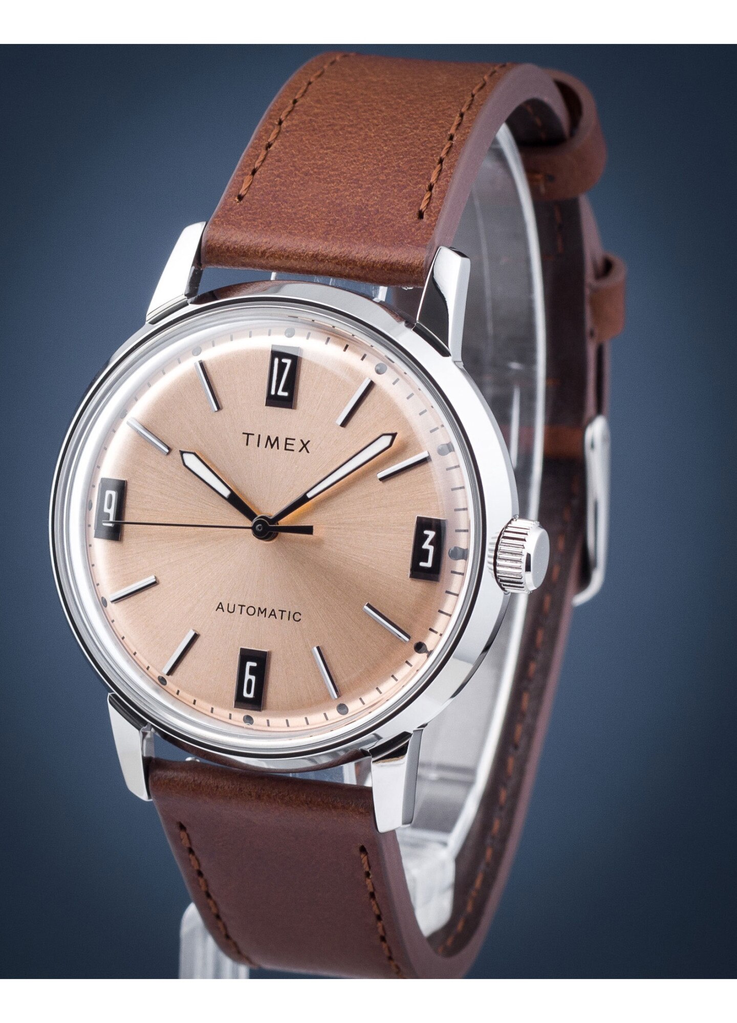 Ceas barbati, Timex, Marlin Automatic, Miyota, Piele naturala, Maro, 5 ...
