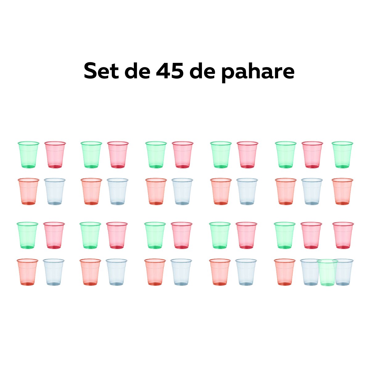 Set 45 pahare din plastic mari, 480ml, multicolor - eMAG.ro