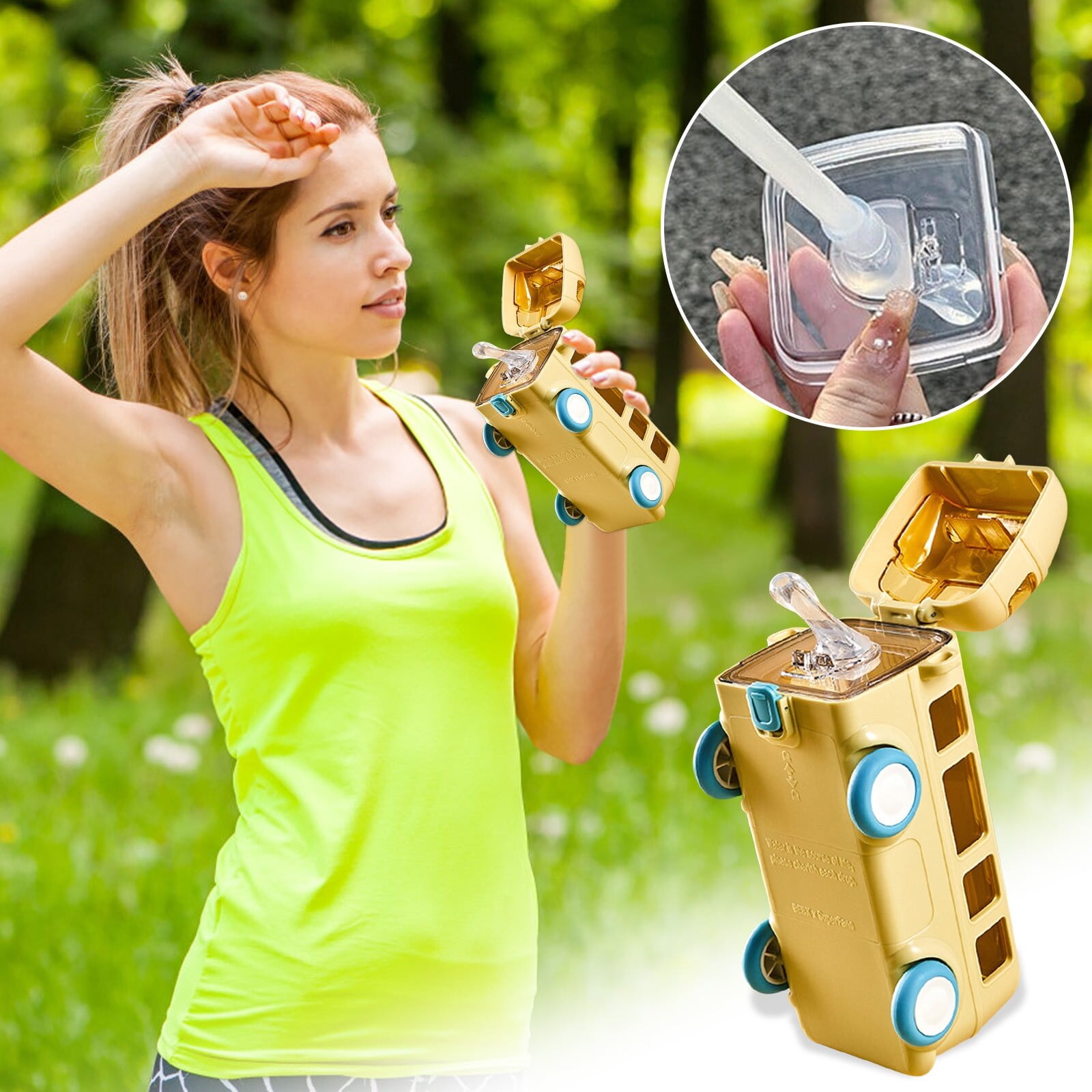 Sticla de apa copii, MOSMAOO®, 500ml, Portabila, ara BPA, Material non ...