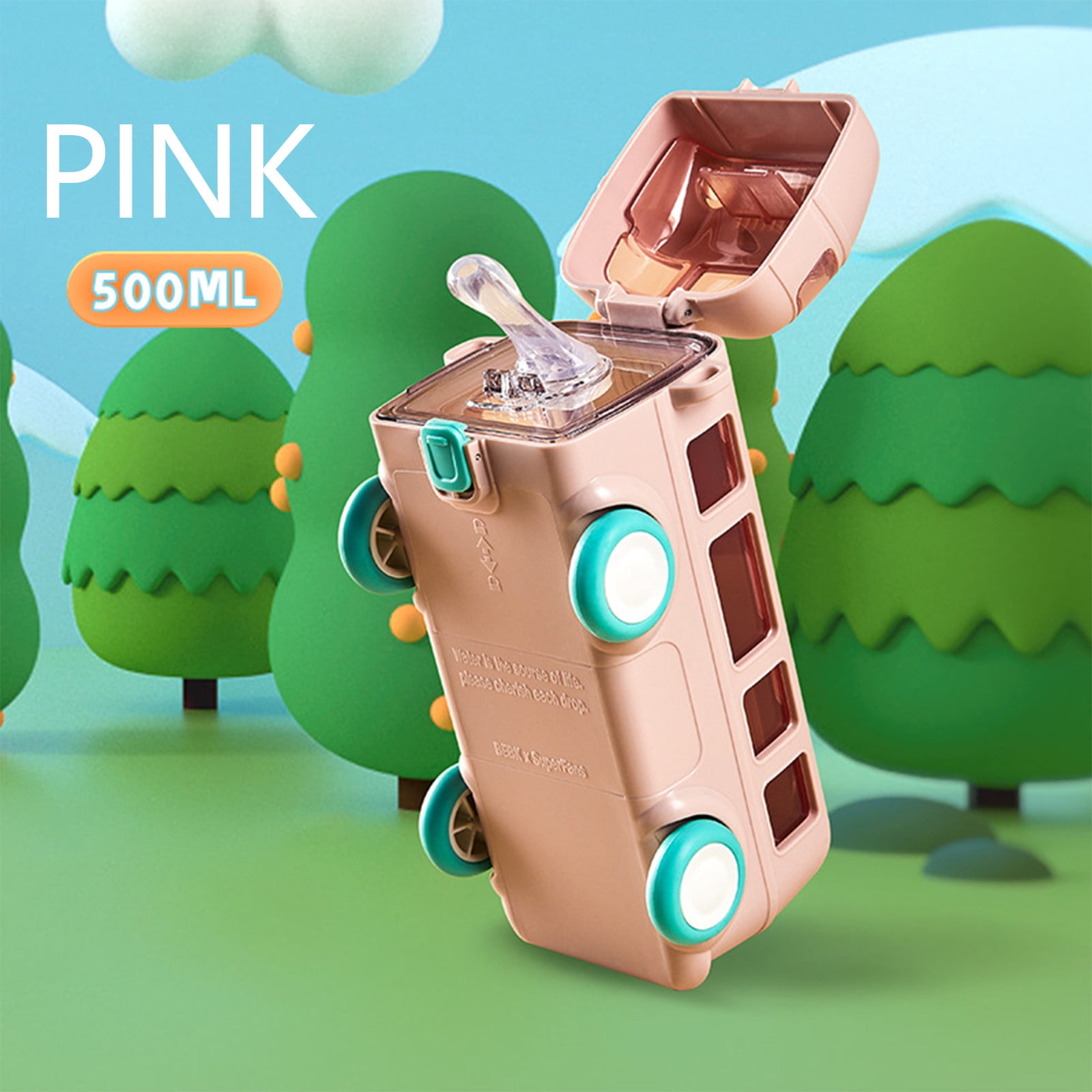 Sticla de apa copii, MOSMAOO®, 500ml, Portabila, cu curea reglabila si ...