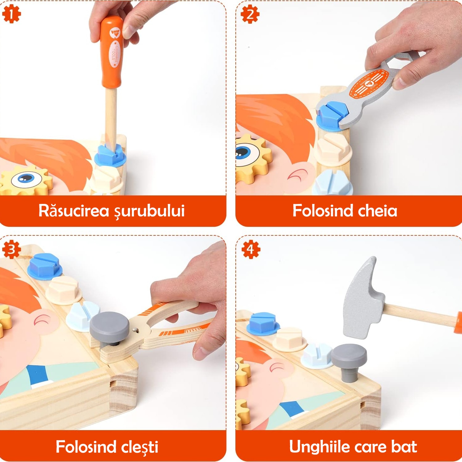 Trusa de Scule din Lemn Montessori, BYONDSELF®, 27 Piese, Dezvolta ...