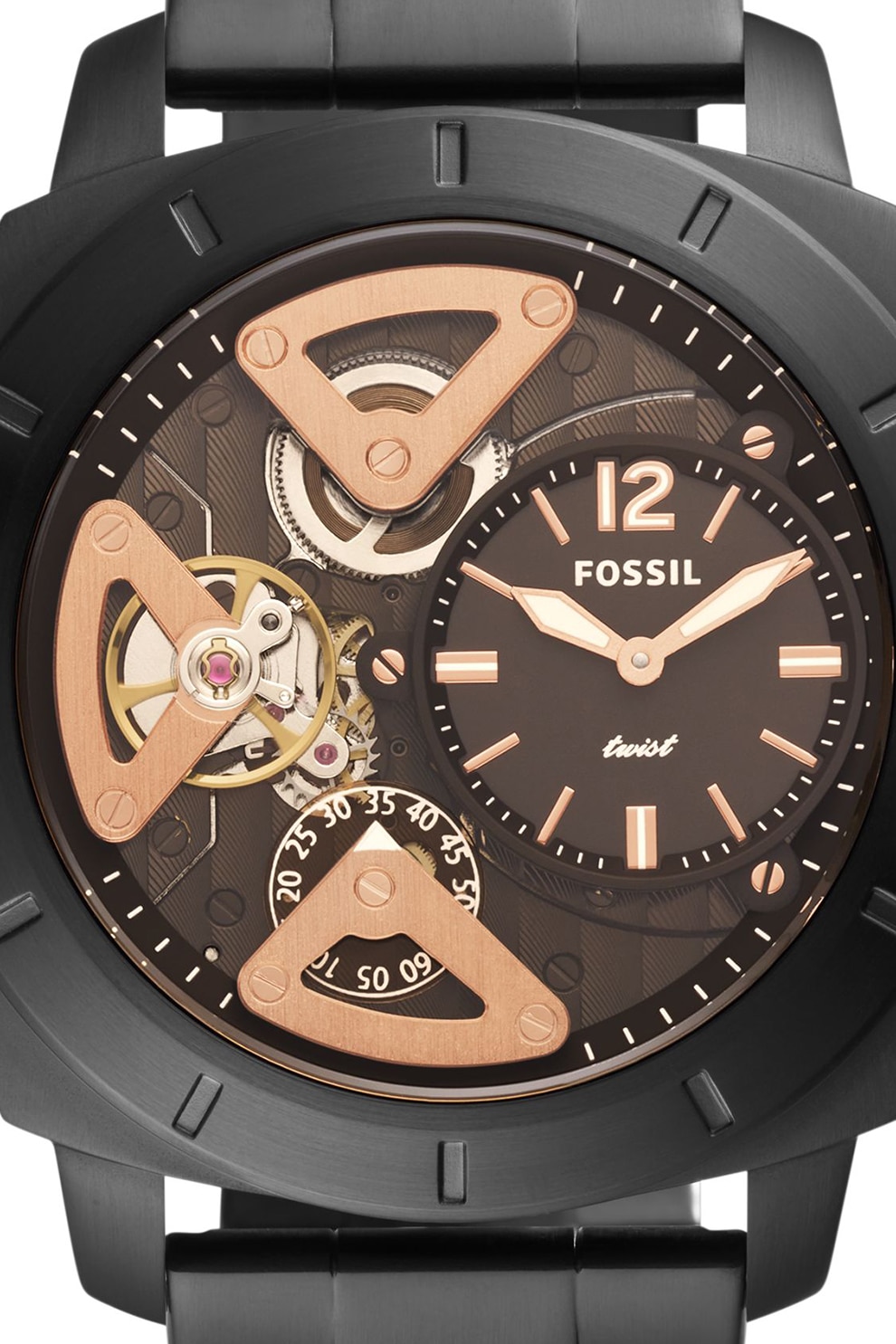 Fossil, Ceas mecanic cu bratara metalica, Negru - eMAG.ro