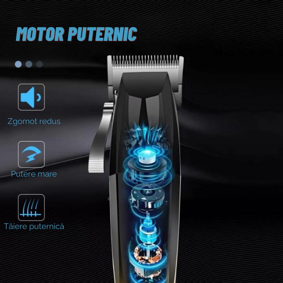 Set Masina de Tuns Profesionala cu Acumulator, 4 Gratare, Afisaj LCD ...