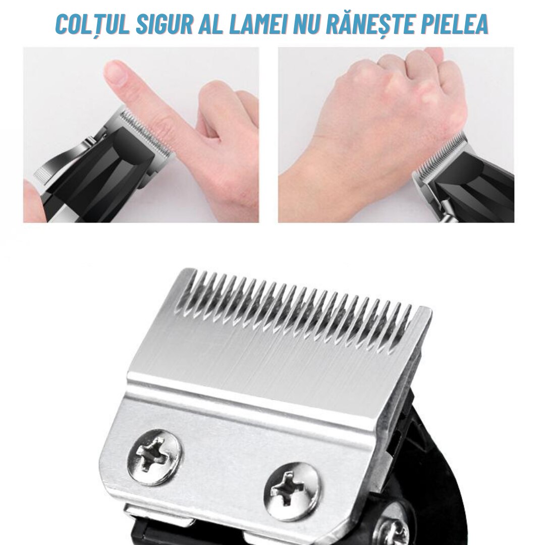 Set Masina de Tuns Profesionala cu Acumulator, 4 Gratare, Afisaj LCD ...