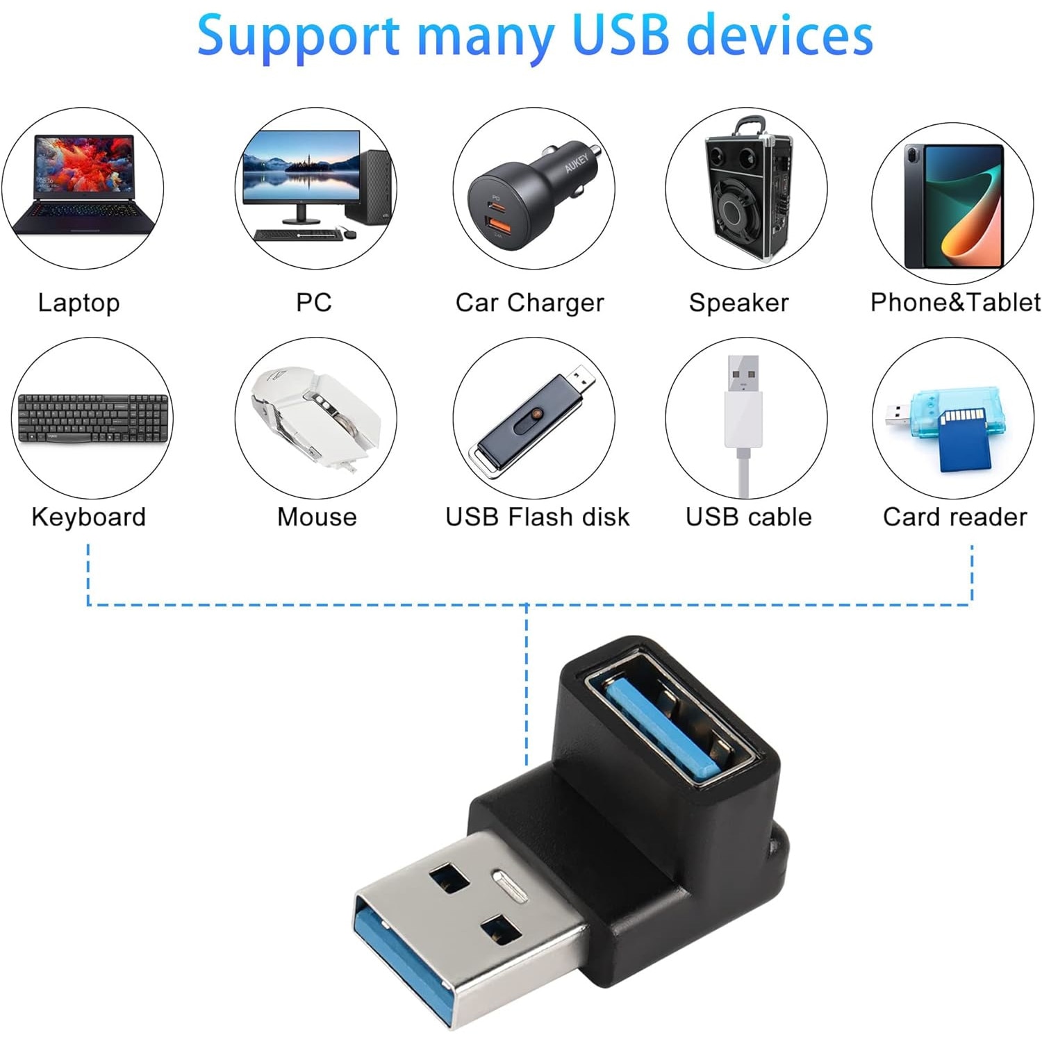 Set de 2 adaptoare de extensie USB 3.0, JENUOS®, mufa tip A la mufa ...