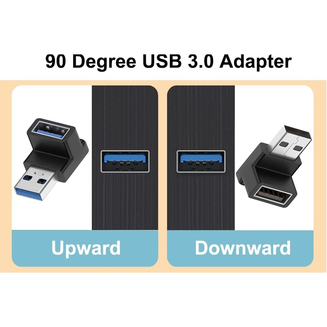 Set de 2 adaptoare de extensie USB 3.0, JENUOS®, mufa tip A la mufa mama A, plug and play, unghi ...