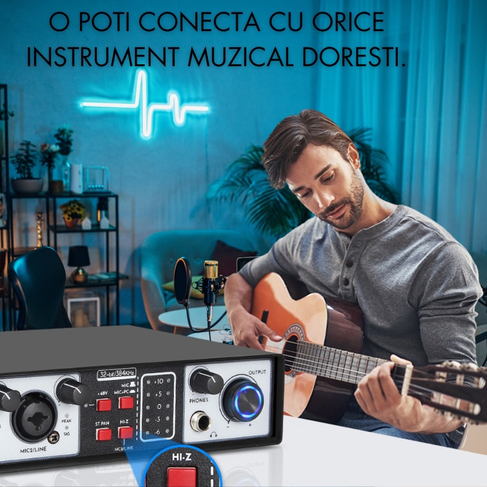 Interfata Audio USB Profesionala VENTART, Placa de Sunet, 32 bit 384kHz ...
