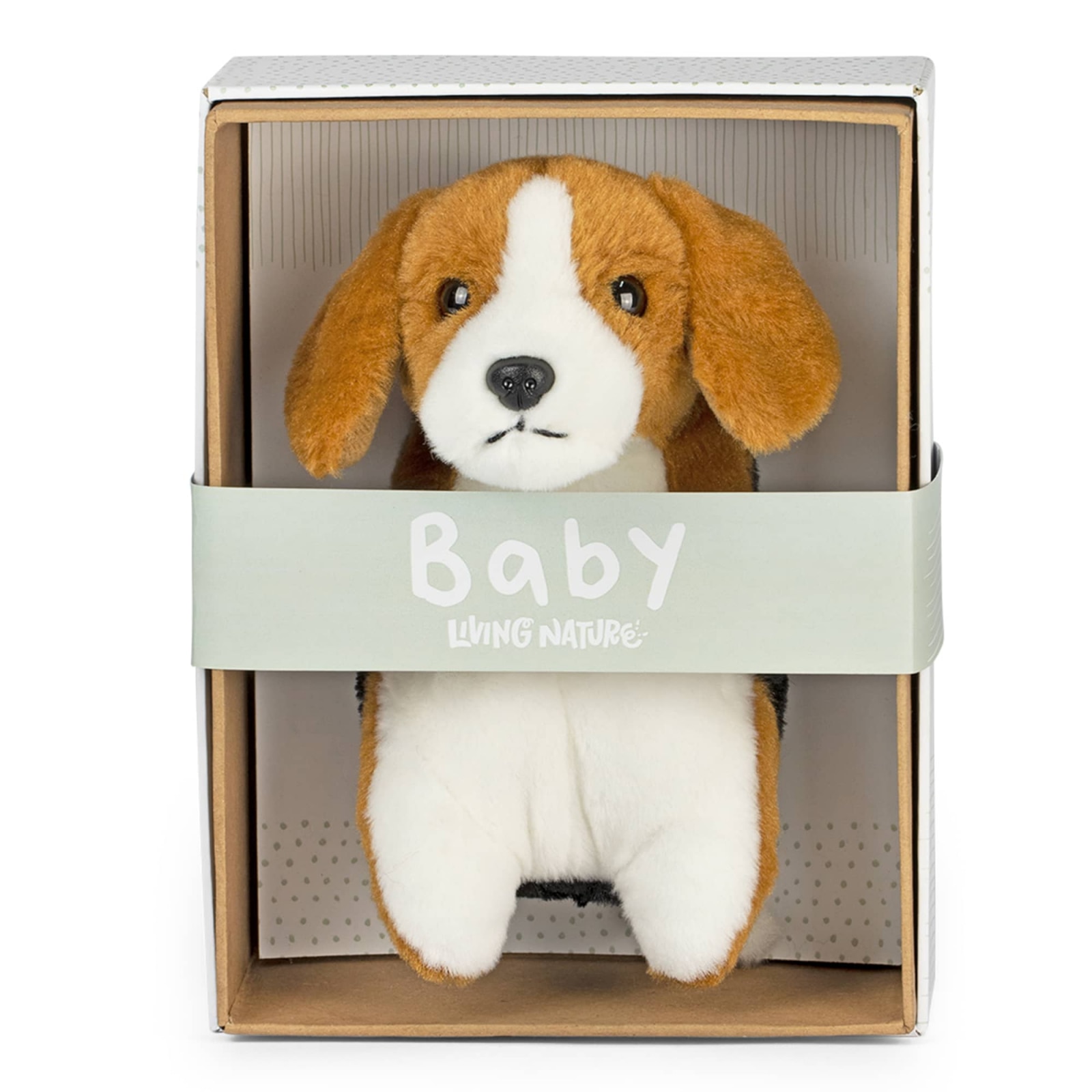 Catelus Beagle Bebelus 17 cm in cutie - Jucarie de plus Living Nature ...