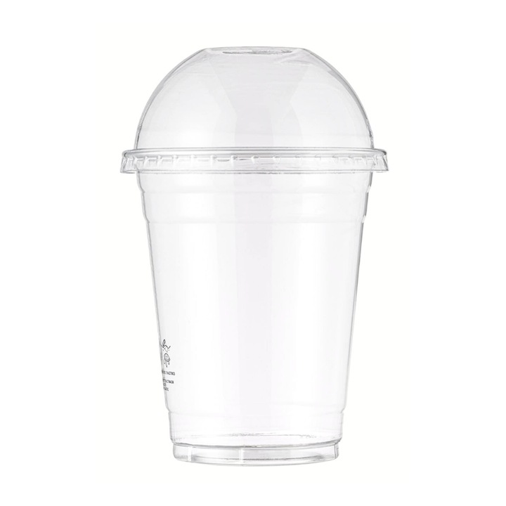 Set 10 pahare din plastic mari, cu capac, 360ml, transparente - eMAG.ro