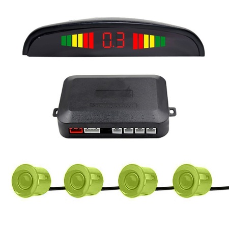 Set Senzori Parcare Auto Detector Parktronic Display Radar Monitor 4 Senzori, Negru/Verde - eMAG.ro
