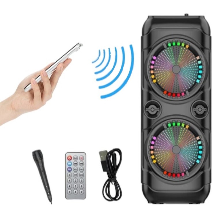 Boxa portabila ZQS8229, 120W PMPO, BT/FM/AUX/USB, RGB, microfon - eMAG.ro