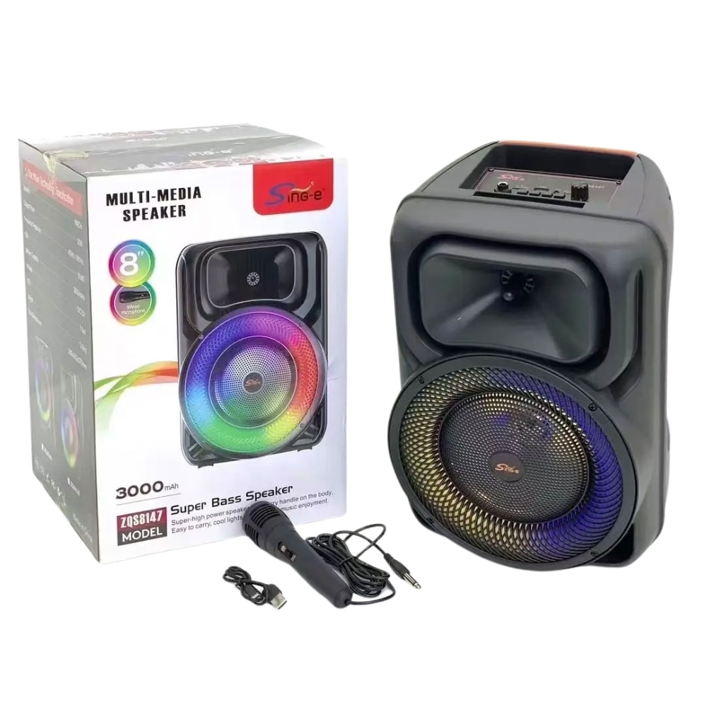 Boxa portabila cu microfon ZQS8136, 48W PMPO, BT/FM/USB/AUX, RGB - eMAG.ro
